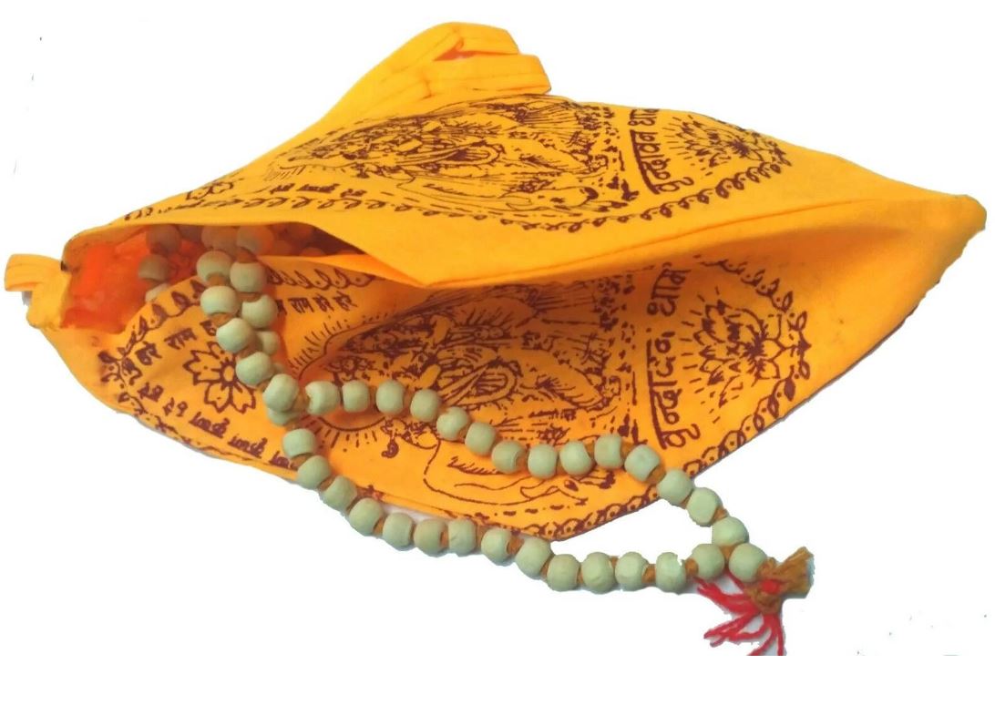 Tulsi 108 Beads Mala & Gaumukhi Vrindavan Chanting Bag-Gomukhi Japa Ba ...